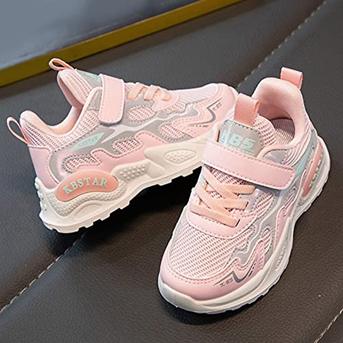 Mercatoo Fashion All Seasons Children Sports Girls Flat Lightweight Mesh Breathable and Comfortable Solid Lace Up Hook Loop Casual Style Size 4 Toddler Shoes (Pink, 4.5-5 Years Toddler)