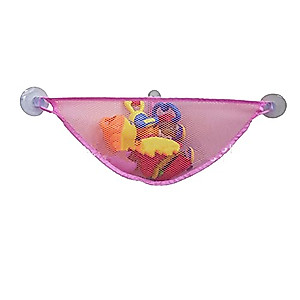 DYT Pink Bath Toy Organizer with 3 Strong Suction Cups Mounted Bath/Shower Caddy Storage Solution Bath Toy Storage Net & Bathroom Corner Shower Caddy Bag Bathroom Storage Bag