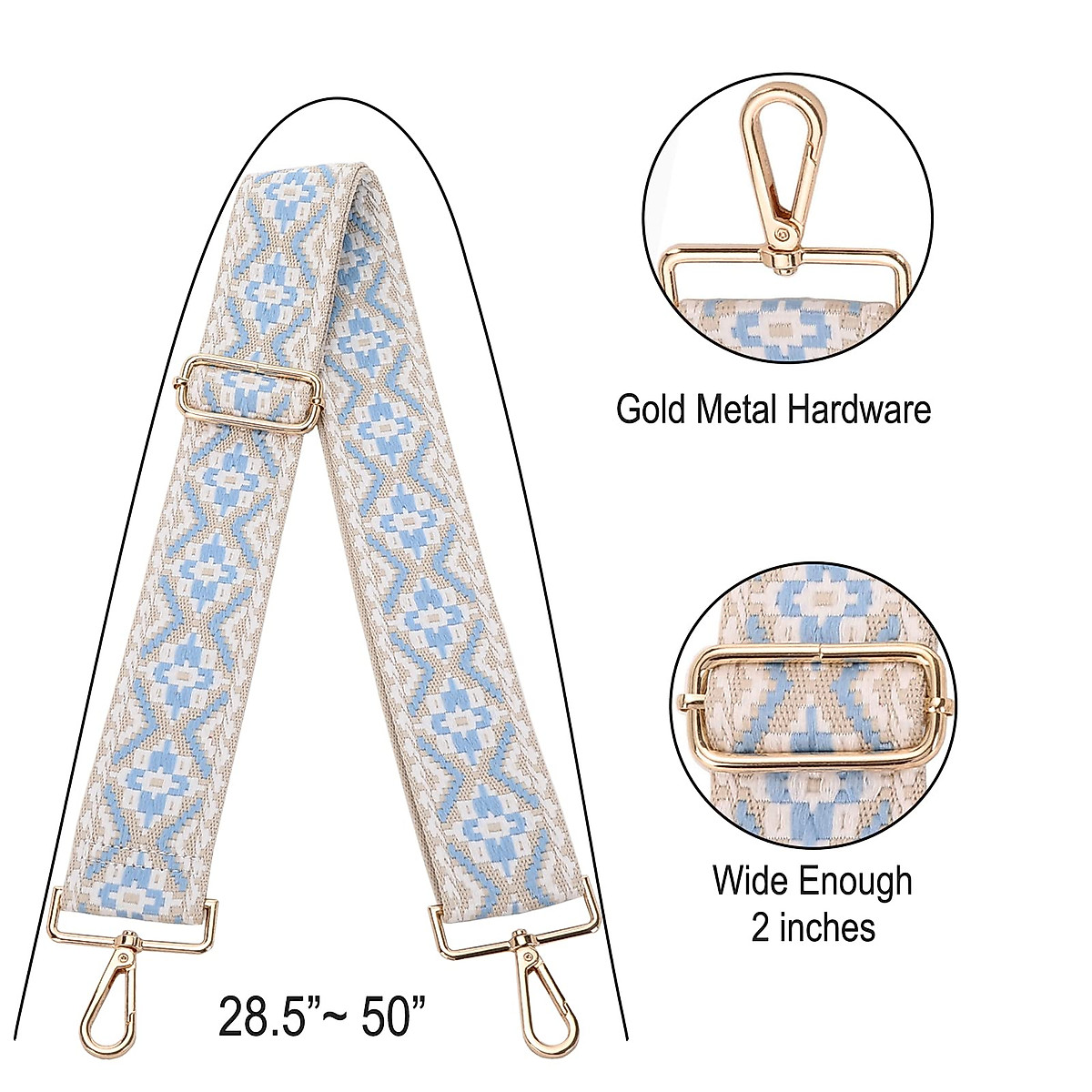 GINJKGO Purse Straps Replacement Crossbody - Wide Bag Straps for Purses, Changeable Shoulder Strap for Women Guitar Style Multicolor Pattern (Wide:2'''')Medium