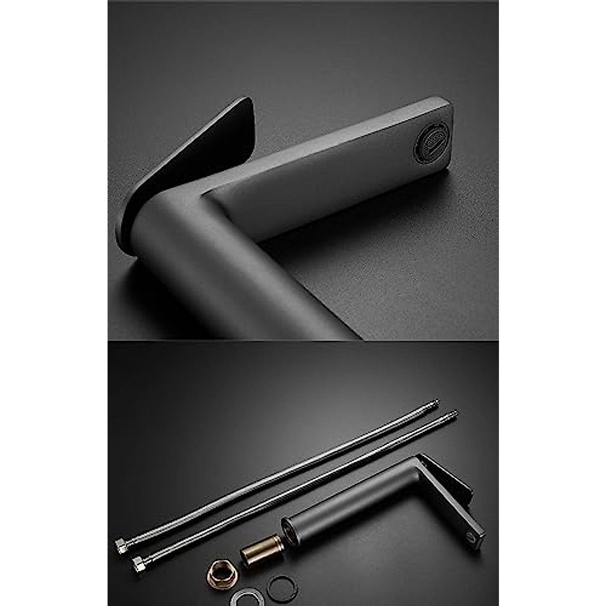 CGPOCMWGX Brass Black Basin Faucet Bathroom Sink Faucets Gray Hot Cold Water Mixer Crane Deck Mounted Single Handle Hole Bath Kitchen Tap