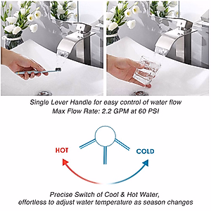 Aquaterior Waterfall Spout Single Handle Bathroom Vessel Sink Faucet with Mixer Tap One Hole Tall Bath RV Faucet Brushed Nickel(CUPC NSF CEC)