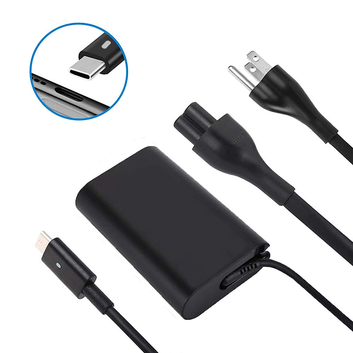 Bslemon 45W Type C Charger USB C Fast Charger Compatible with Dell Latitude 11 5175 5179 13 7370 5285 XPS 13 9370 9360 9350 9365 XPS 11 Inspiron 13 7000 Optiplex 3020 3040 Laptop Power Charging Cable