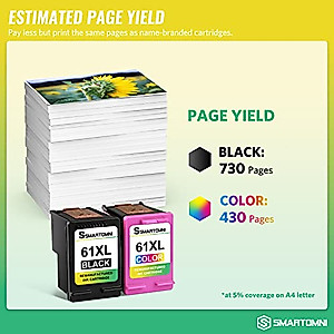 S SMARTOMNI 61XL Ink Cartridges Replacement for HP 61 61XL Black and Color Combo Pack for HP OfficeJet 2620 4630 4635 4639 Envy 4500 4501 5530 5535 DeskJet 1000 2050 2514 2540 2546P 3056A (2 Pack)