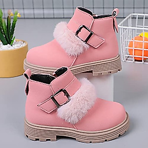 Girls Shoes Fashion Solid Color Short Boots Non Slip Breathable Nude Women Boots Toddler Girl Boots (Pink, 5.5-6 Years Little Child)