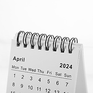 NUOBESTY Desktop Calendar 1Pc, 2024 Mini Stand Up Table Calendars Desk Coil DIY Memo Pad Yearly Agenda Organizer Schedule Planner for, Home, Office - White