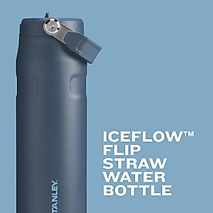 Stanley IceFlow Flip Straw 2.0 Water Bottle 24 oz | Built-In Straw for Travel and Sports | Lightweight and Leak Resistant | Insulated Stainless Steel | BPA-Free | Poolside