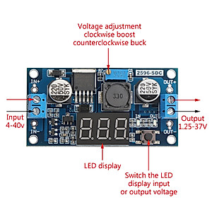 24v to 12v Step Down Converter, DROK LM2596 Analog Control Buck Transformer DC-DC Voltage Reducer Regulator Module 36V 24V 12V to 5V 2A Power Inverter Volt Stabilizer with Red LED Display Voltmeter