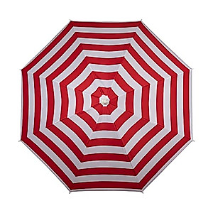 PICNIC TIME ONIVA - a Brand Outdoor Canopy Sunshade Beach Umbrella 5.5' - Small Patio Umbrella - Beach Chair Umbrella,Red & White Cabana Stripe,822-00-336-000-0
