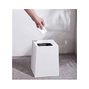 Small Square Uncovered Trash Can Home Living Room Creative Cute Girl Bedroom Toilet Bathroom Large Size Wastebasket for Indoor (Color : White, Size : 8L)