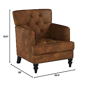 Christopher Knight Home Malone Tufted Club Chair, Brown 28D x 29.5W x 33.5H Inch