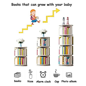 Arcwares Upgraded 4 Tier Rotating Bookshelf 360 Degrees, Stackable Shelves Bookshelf Organizer, Storage Display Rack Floor Standing Shelves, for Home Office Living Room Study (51"x18"x18")