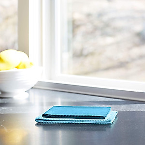 E-Cloth Glass Cleaner, Window Cleaning Kit, Microfiber Cleaning Cloth, Best for Cleaning Indoor and Outdoor Glass Windows and Doors, Car Windshields, Washable and Reusable, 100 Wash Promise, Blue