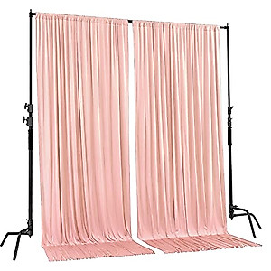 AK TRADING CO. 10 feet x 10 feet Polyester Backdrop Drapes Curtains Panels with Rod Pockets - Wedding Ceremony Party Home Window Decorations - Blush Pink (DRAPE-5x10-BLUSH)