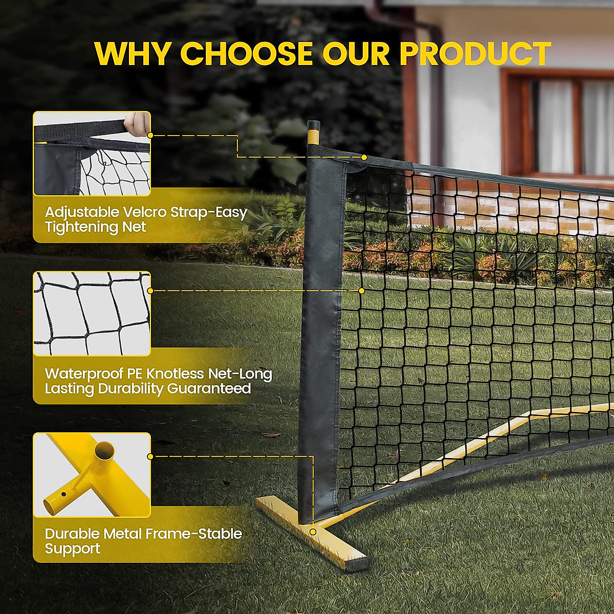 Portable Pickleball Nets, 22 FT Regulation Size Pickleball Set with Net, Pickle Ball Game Net System with Carrying Bag for Indoor Outdoor Backyard