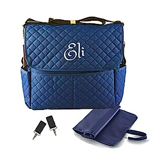 Dream Embroidery PERSONALIZED Large Diaper Bag Messenger Bag Baby Shoulder Bag Monogram (Blue)