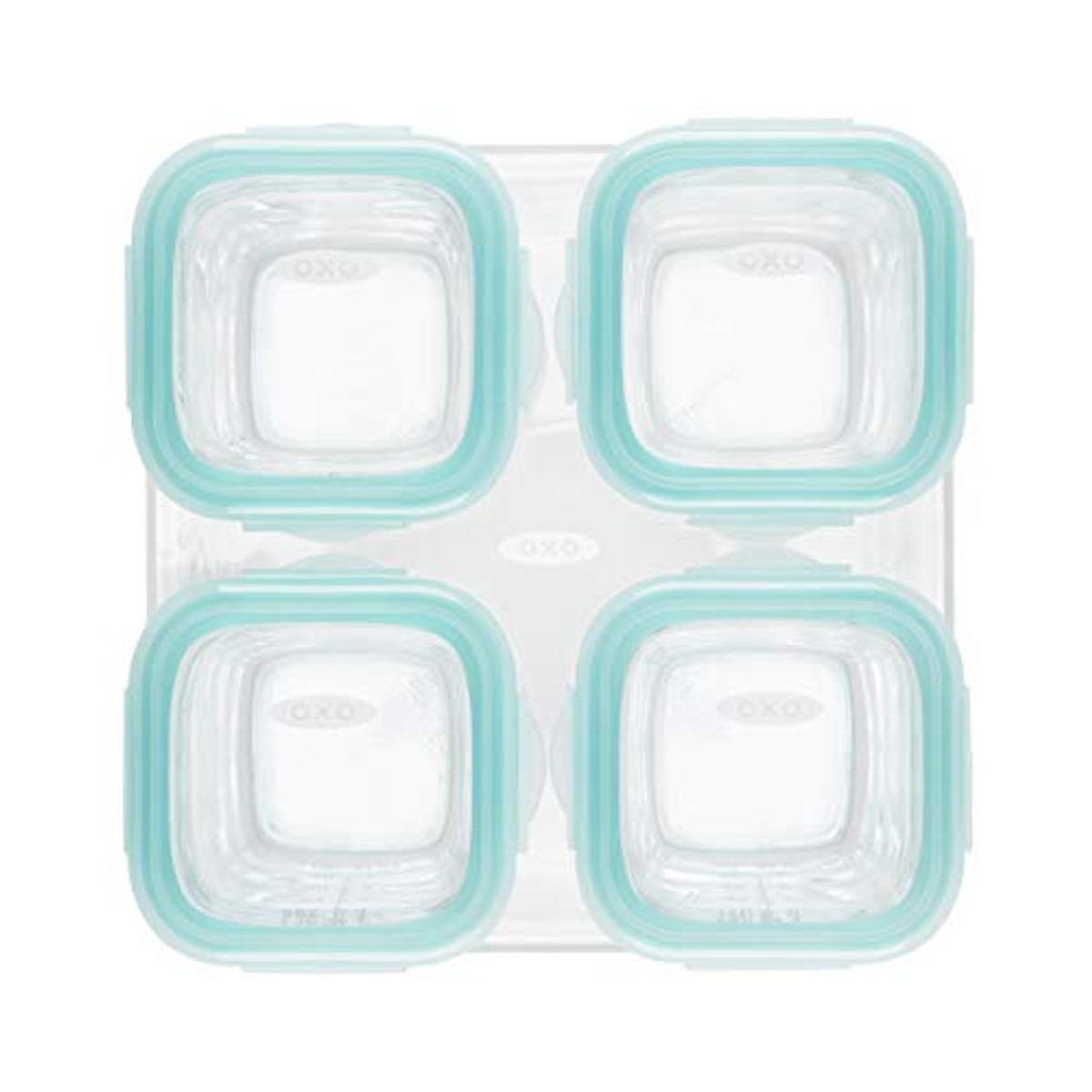 OXO Tot Glass Baby Blocks Food Storage Containers, Teal, 4 oz