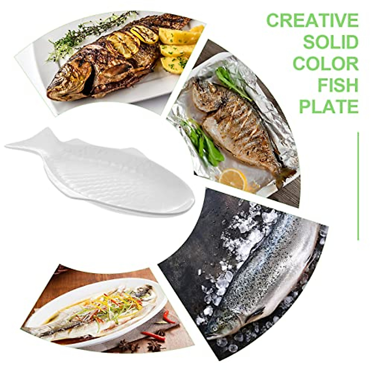 UPKOCH Vintage Tray Porcelain Serving Tray White Ceramic Fish serving platter ceramic fish platter ceramic food platter Plate Unique Design Fish Plate Platter Cake Platters