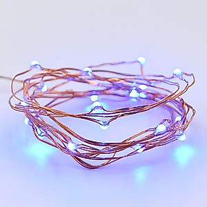 Hometown Evolution, Inc. Blue Fairy Lights - Battery Operated - 6 Foot 20 Blue LED Micro lights on Copper Wire - Waterproof for Indoor and Outdoor Use