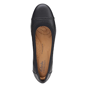 Clarks Women's Sara Bay Ballet Flat, Black Leather, 8.5