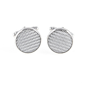 MRCUFF Carbon Fiber Grey Gray Silver Cufflinks and Studs Tuxedo Set in a Presentation Gift Box & Polishing Cloth