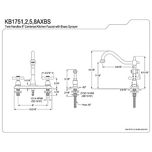 Kingston Brass KB1752AXBS Heritage 8-Inch Centerset Kitchen Faucet, Polished Brass