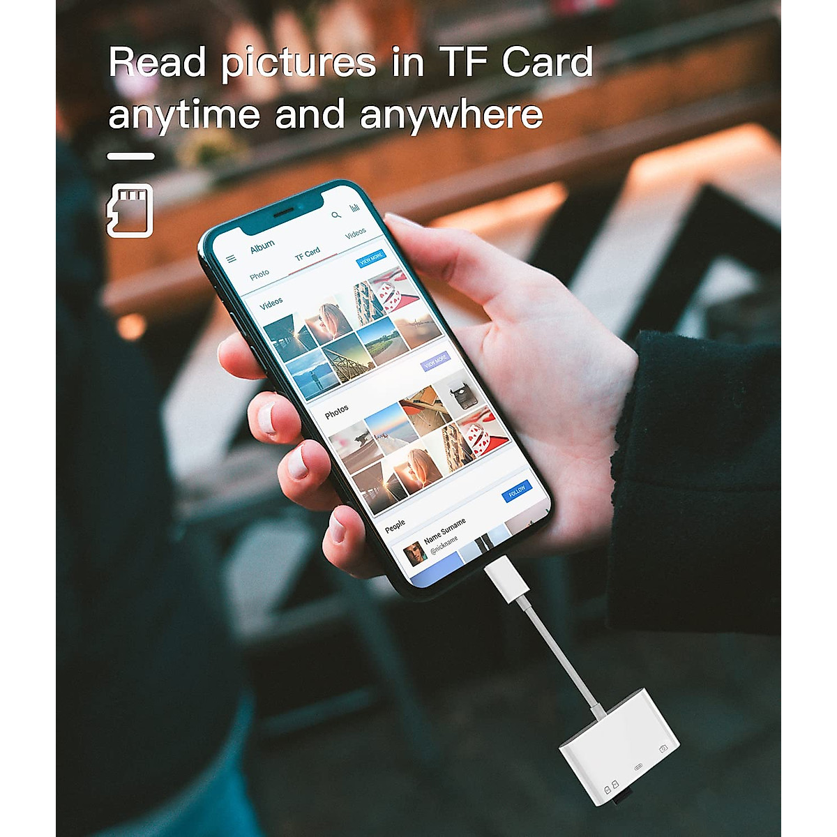 zoyuzan Camera Memory SD Card Reader Compatible for iPhone,Compatible with Lightning Male to USB Female OTG Adapter Micro TF Power Charging Splitter Charger Connector for ipad 12 11 xs xr x Camera