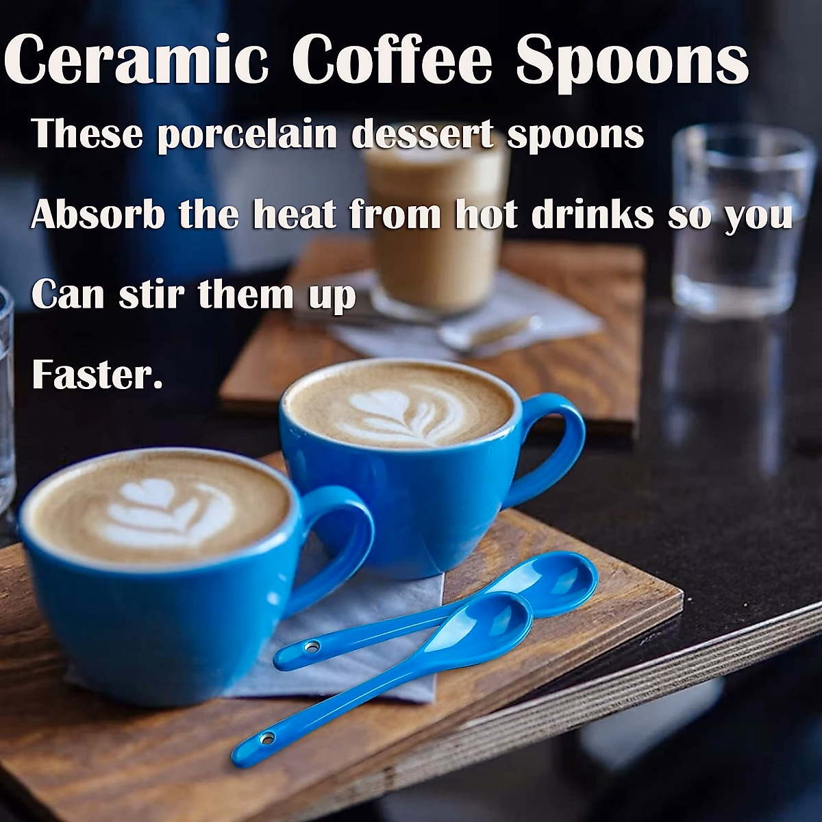 AKOAK 5 "Ceramic Egg Spoon, Ceramic Soup Spoons Porcelain Spoons for Coffee, Tea, Yogurt, Ice Cream, Appetizer and Dessert Spoons, Set of 8 Pcs