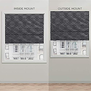 Exclusive Home Curtains Prague Trellis 100% Blackout Polyester Roman Shade, 23"x64", Grey