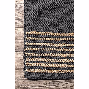 nuLOOM Hand Braided Jute Leather Kelli Area Rug, 8x10, Grey