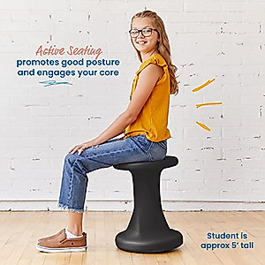 ECR4Kids Twist Wobble Stool, 18in Seat Height, Active Seating, Black