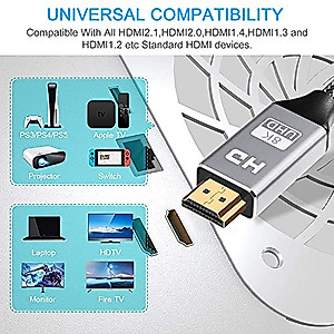 8K HDMI Cable 4FT/1.2M, Ultra High-Speed 48Gbps Gold Plated Braided HDMI 2.1 Cord, 4K@120Hz 8K@60Hz, Dynamic HDR, eARC, Dolby Atmos, Compatible with PS5/Xbox/Playstation/Fire TV/Roku TV and More