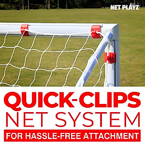 NET PLAYZ Backyard Soccer Goal Soccer Net, 6x4Ft High-Strength, Fast Set-Up (Weatherproof), White, (NOS32240)