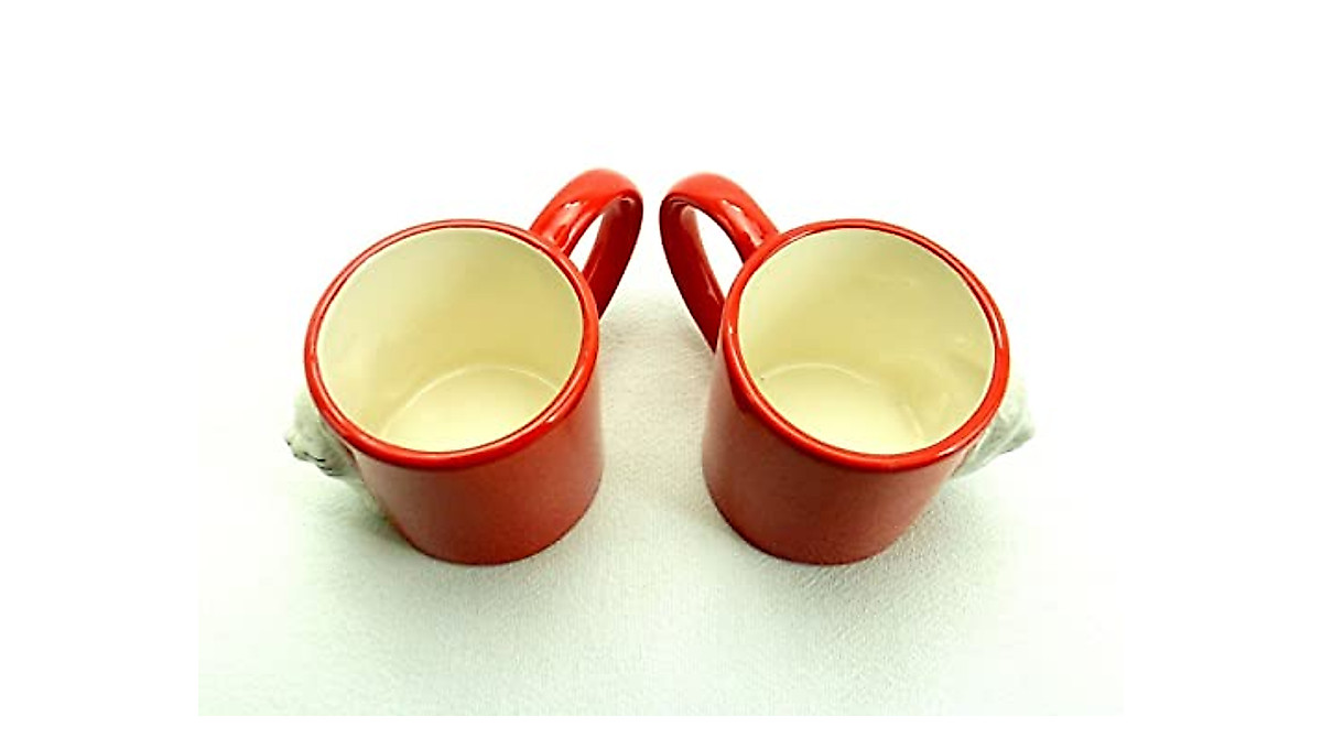 TDL Kissing Cat Mugs, Cute Matching Coffee Mugs, 3-Finger Loop Handles ...
