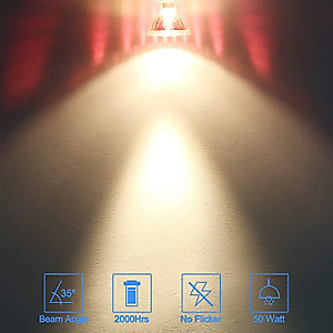 ETUOLMP MR16 Halogen Bulb 50W 12V, Durable 6 Packs High Output Halogen Light Bulbs 2 pin GU5.3 Base for Landscape Lights, Track Lights, Fiber Optics, Desk Lamps, Dimmable, 2700K Warm White