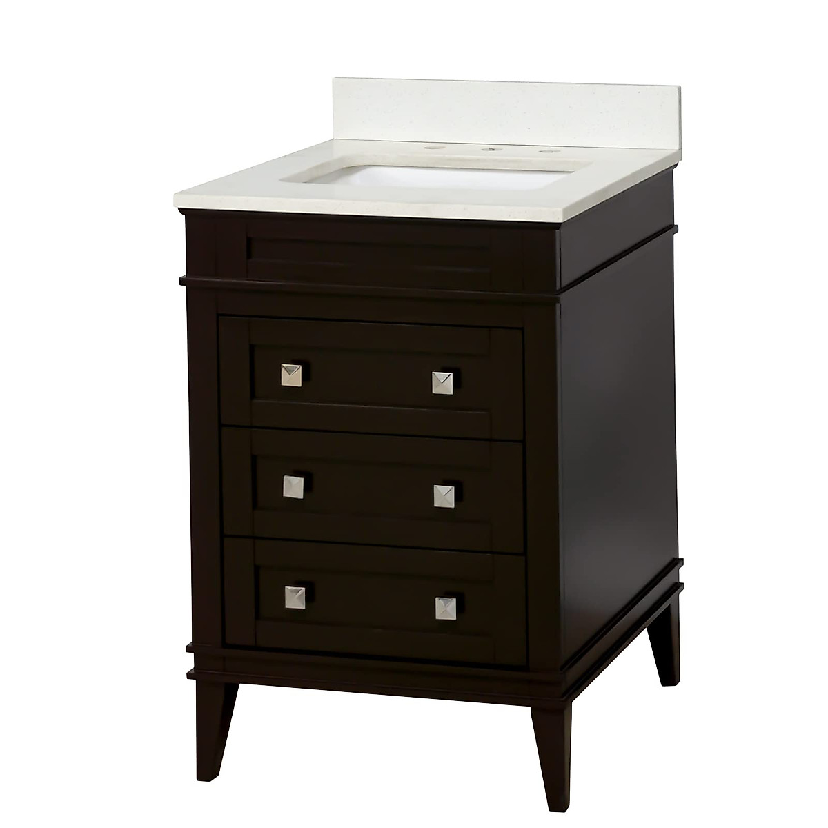 Eleanor 24-inch Bathroom Vanity (Quartz/Chocolate): Includes Chocolate Cabinet with Stunning Quartz Countertop and White Ceramic Sink