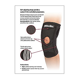 MUELLER Sports Medicine Self Adjusting Adult Knee Support Braces for Knee Pain with Side Stabilizers for Men and Women, Black, 14 - 20 Inches, One Size Fits Most
