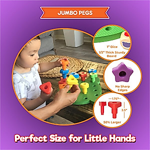 KIDS KORNER New & Improved Peg Board Stacking Toddler Toys Game Set - Lacing Fine Motor Skills for Ages 3 and Up - Matching Shapes with Pegs & Activity eBook