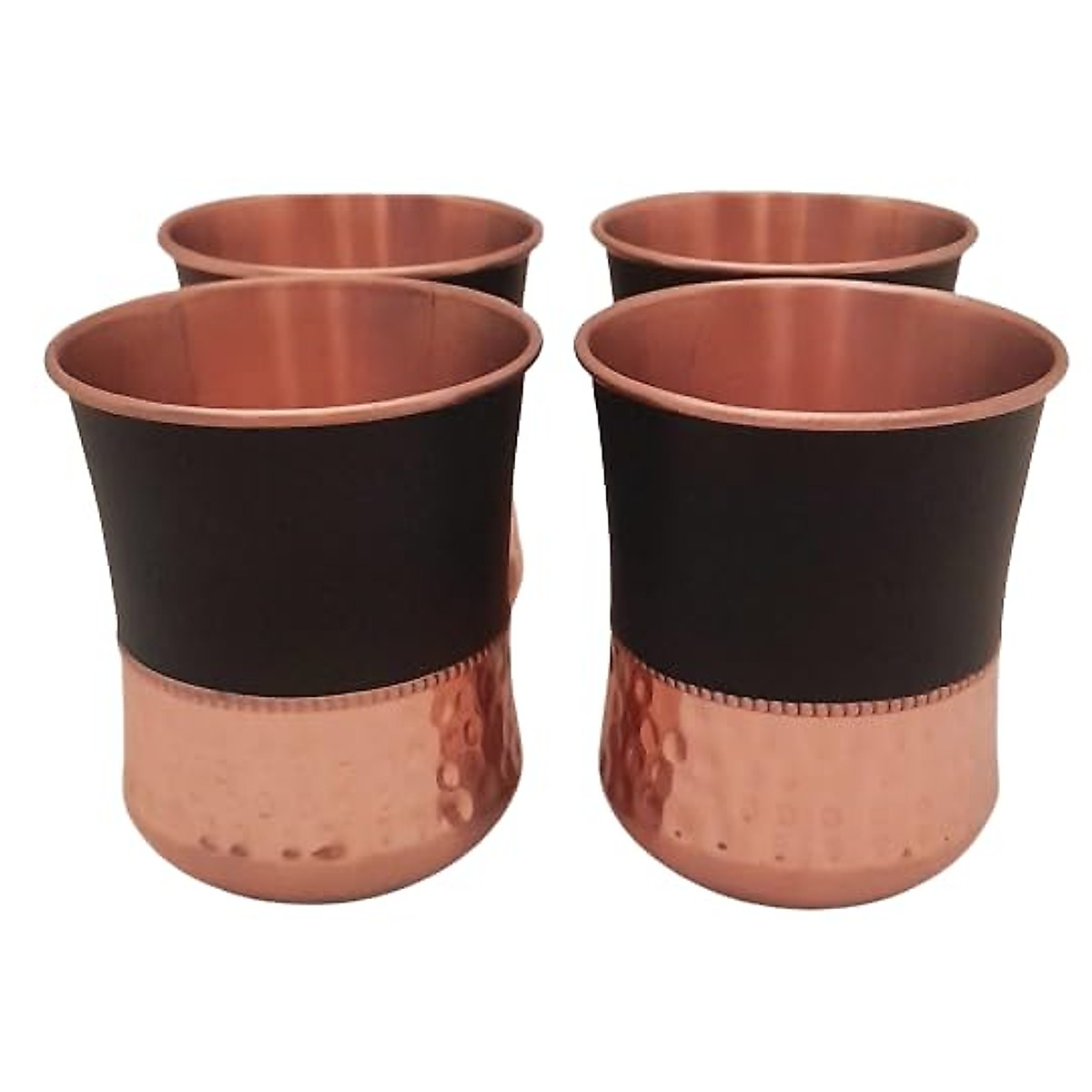 Ornate Internationlal 16 Oz Black Matte Moscow Mule Copper Cups and Barrel Mugs, Moscow Mule Mug with Rose Gold Copper Rims, Set of 4 (black)
