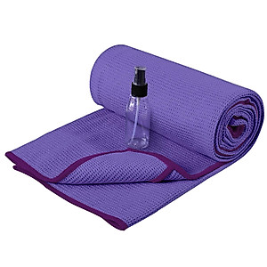 Heathyoga Hot Yoga Towel Non Slip, Microfiber Non Slip Yoga Mat Towel, Exclusive Corner Pockets Design, Dual-Grip, Sweat Absorbent, Perfect for Hot Yoga, Bikram, Pilates and Yoga Mats