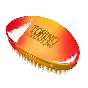 Torino Pro Curve Wave brush #157- Medium 100% Boar Bristle Curved 360 Wave Palm Brush - Great for laying down 360 waves and use before using wave cap or durag - Luxury wave brush for men 360