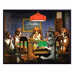 Dogs Playing Cards - Unframed Wall Art Print - Great Home Decor for Game Room or Man Cave - Awesome Gift For Animal Lovers - Ready to Frame (8X10) Photo