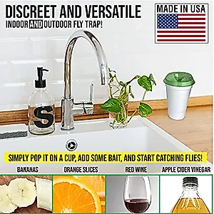 Billy-Bob Fly Lid - Turn Almost Any Cup Into A Fly Trap. Indoor and Outdoor Use - 4 Pack (4 Fly Lids Total)