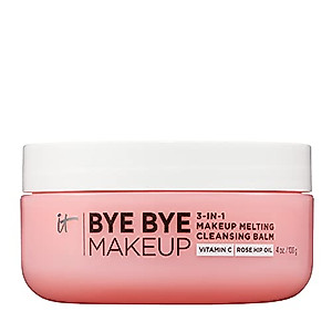 IT Cosmetics Bye Bye Makeup Cleansing Balm - 3-in-1 Makeup Remover, Facial Cleanser & Hydrating Facial Mask - With Vitamin C, Ceramides, Shea Butter & Rosehip Oil - 4 oz