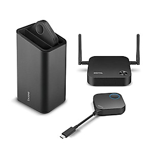 BenQ InstaShow WDC10C Wireless Presentation Screen Mirroring for Meeting Rooms, Enterprise-Grade Security encryption, Includes 2 USB-C transmitters (up to 16)& Holder, 33ft Range, 60fps, no app Needed