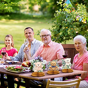 Kajaia 9 Pieces Bear Baby Shower Honeycomb Centerpieces Paper Bear Table Decorations Bear Baby Shower Decorations Table Toppers for Birthday Party Favors Supplies, 9 Styles