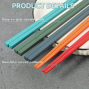 Chopsticks,LIANGKEN 5 Pairs Dishwasher Safe Fiberglass Chopsticks Set,9.5 Inch Reusable Japanese Chinese Chopsticks , Non-Slip, Easy to Use (colorful ) (9.5 inch, color)