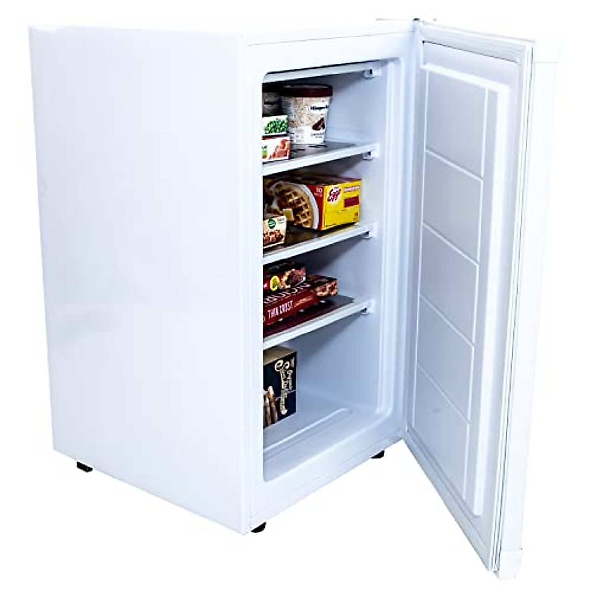 Avanti VF306 Compact Upright Freezer with 3 Metal Shelves, Adjustable Temperature Control, Flush-Back Design Perfect for Homes, Garages, Basements, White