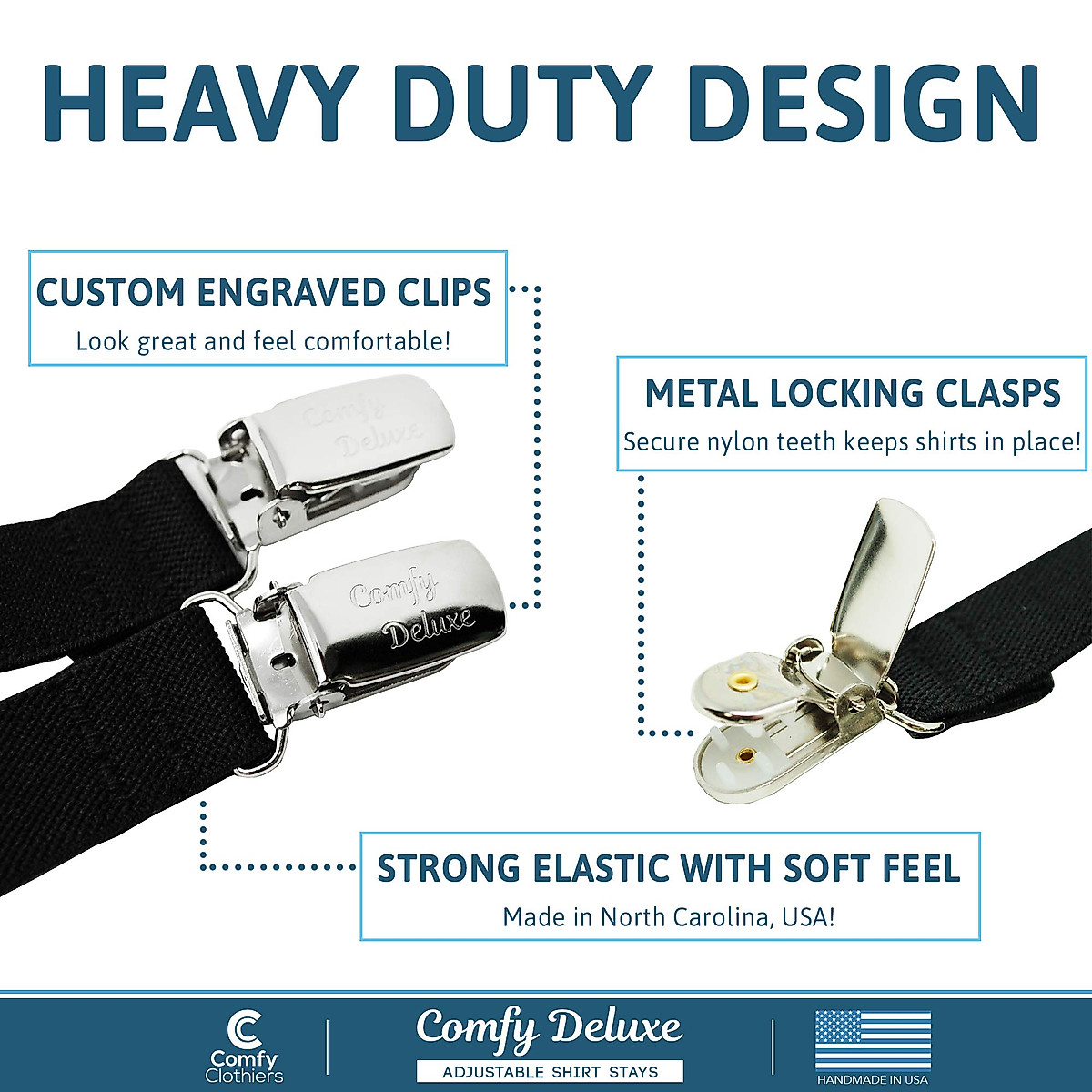 Comfy Deluxe Shirt Stays for Men and Women - Y-Style Adjustable Shirt Garters to Keep Shirts Tucked In