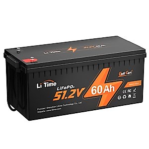 LiTime 51.2V(48V) 60Ah Lithium Golf Cart Battery, Built-in 120A BMS, 15000 Cycles Rechargeable LiFePO4 Battery, Support up to 4kW Motor, Max 6.14kW Continuous Power Output, Perfect for Golf Carts