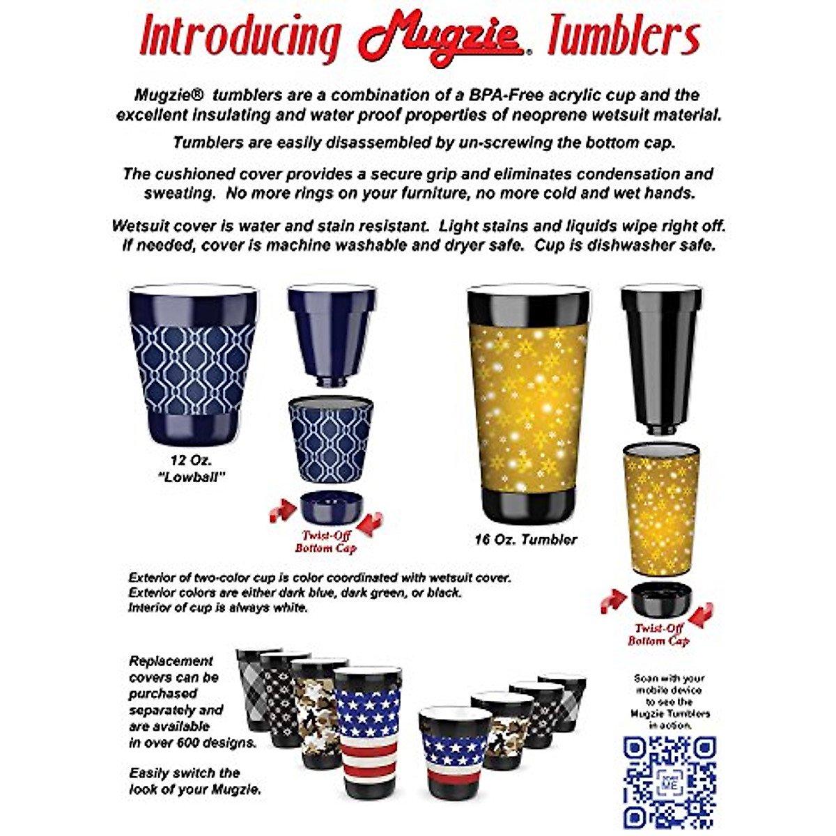 Mugzie 16 Ounce Travel Mug - Drink Cup with Removable Insulated Wetsuit Cover - Breast Cancer Awareness